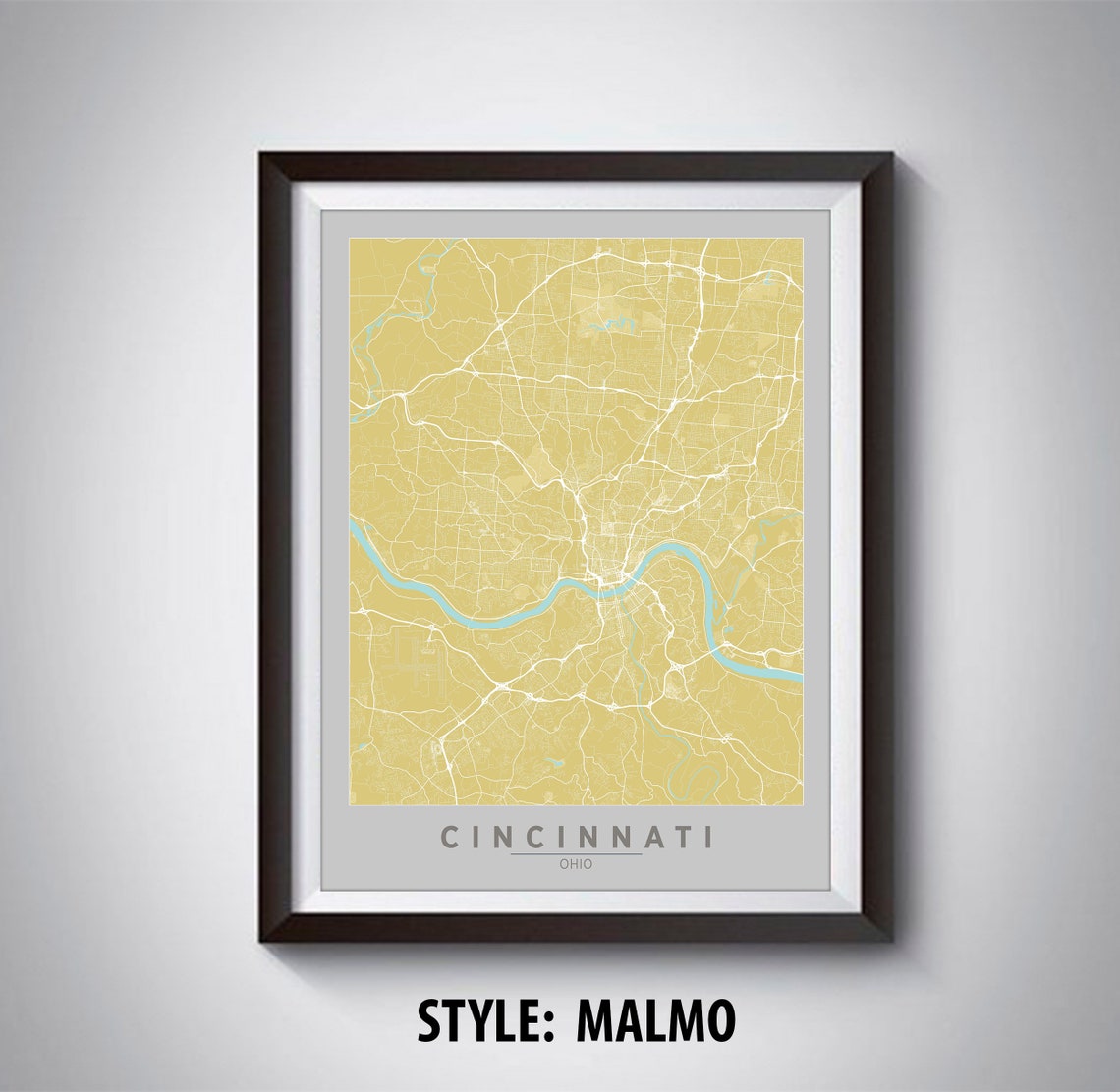 Cincinnati Map Print: Ohio Travel Poster, Office Wall Art - Etsy