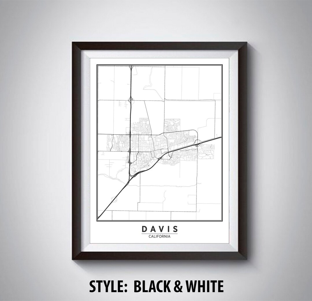 Map of Davis, CA - Davis Map - Davis Poster - Office Décor - Wall Art ...