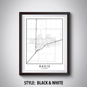 Map of Davis, CA - Davis Map - Davis Poster - Office Décor - Wall Art ...