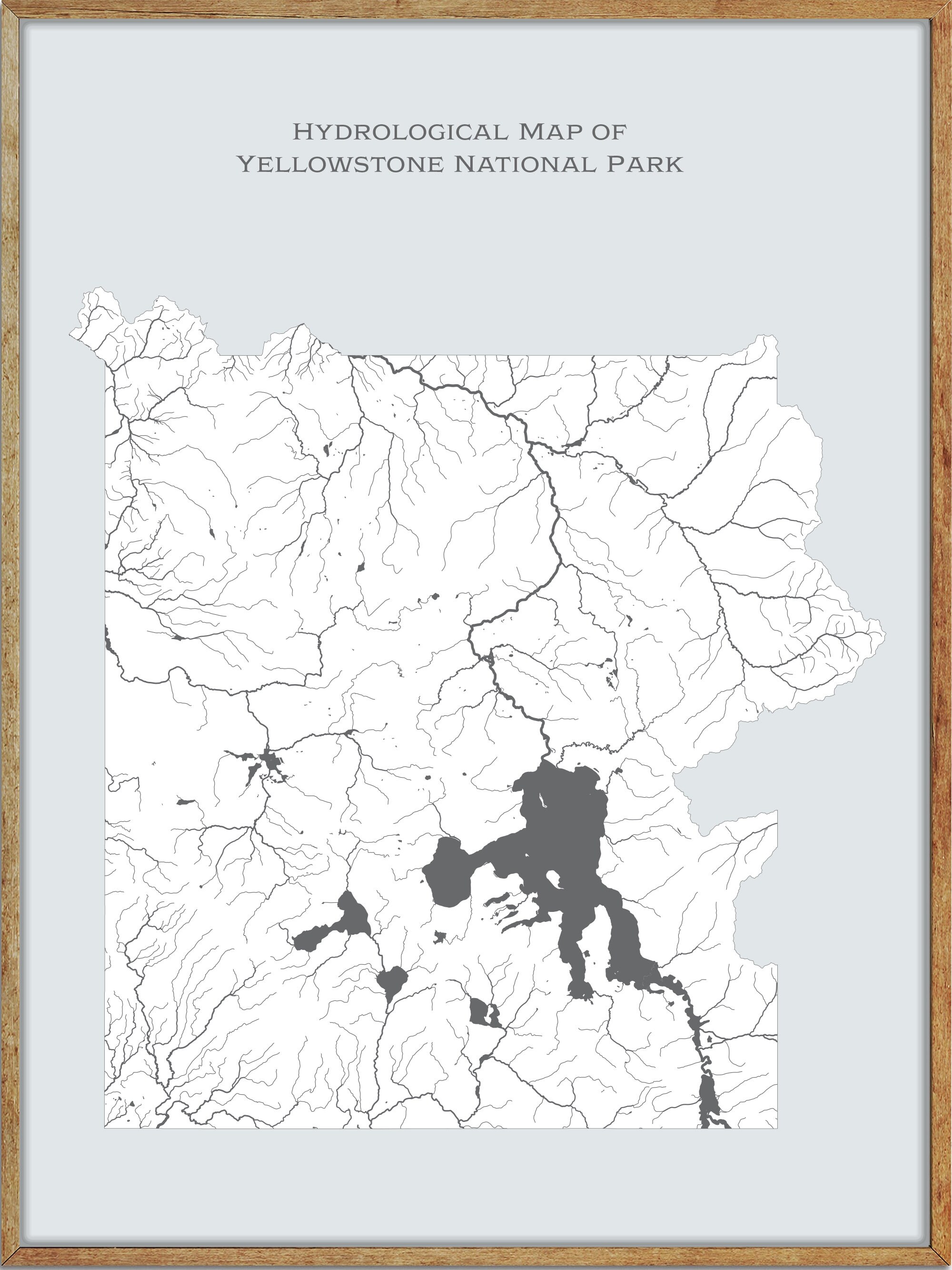 Yellowstone National Park Hydrological Map: Rivers & Lakes Poster - Etsy