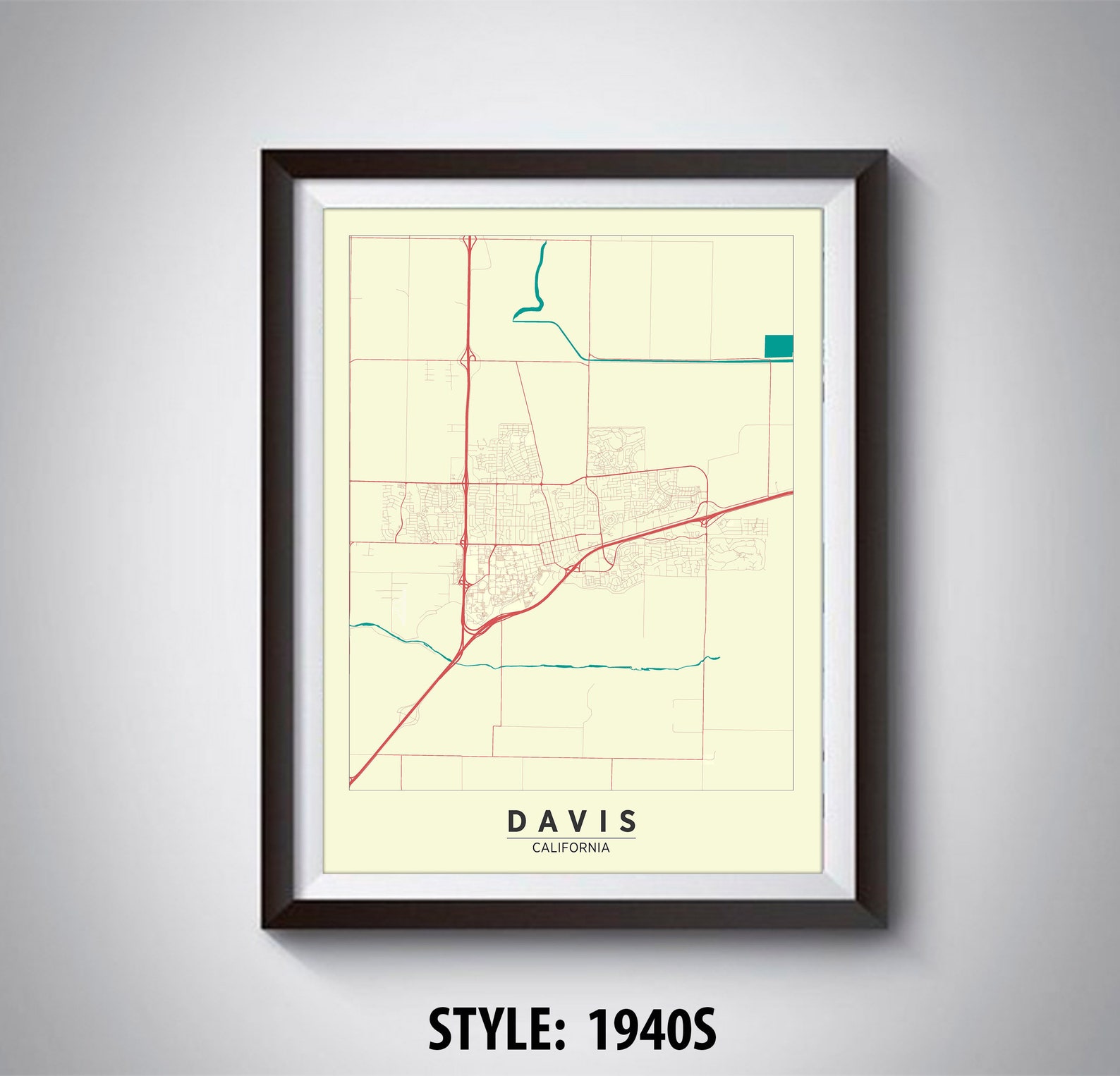 Map of Davis CA Davis Map Davis Poster Office Décor | Etsy