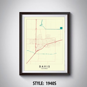Map of Davis, CA - Davis Map - Davis Poster - Office Décor - Wall Art ...