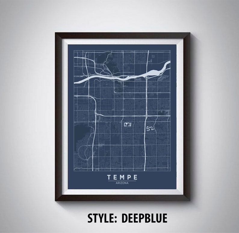 Map of Tempe AZ Tempe Map Tempe Poster Office Décor - Etsy