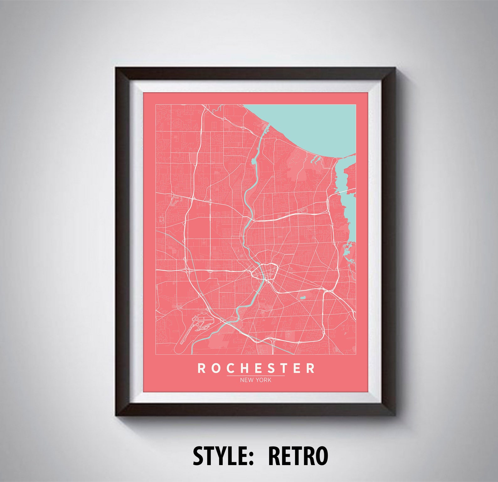 Map of Rochester NY Rochester Map Rochester Poster | Etsy