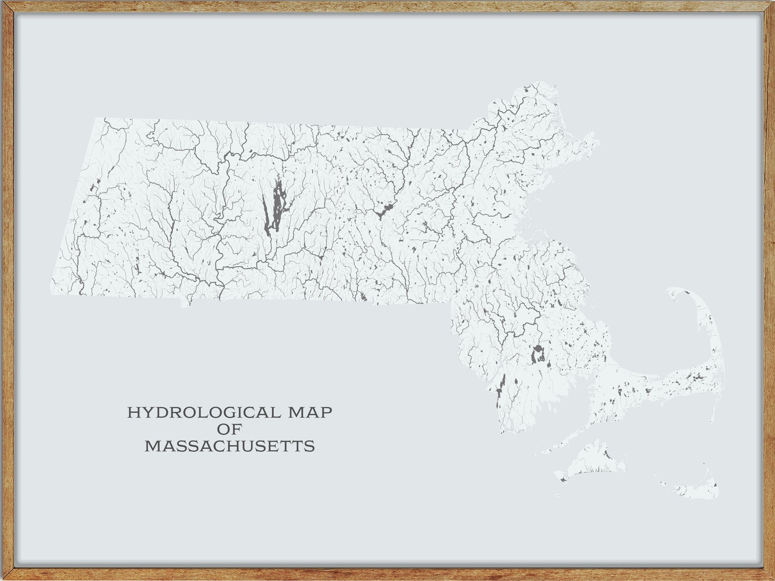 Massachusetts Rivers and Lakes Map Poster: Hydrological Art Print - Etsy