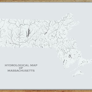 Massachusetts Rivers and Lakes Map Poster: Hydrological Art Print - Etsy