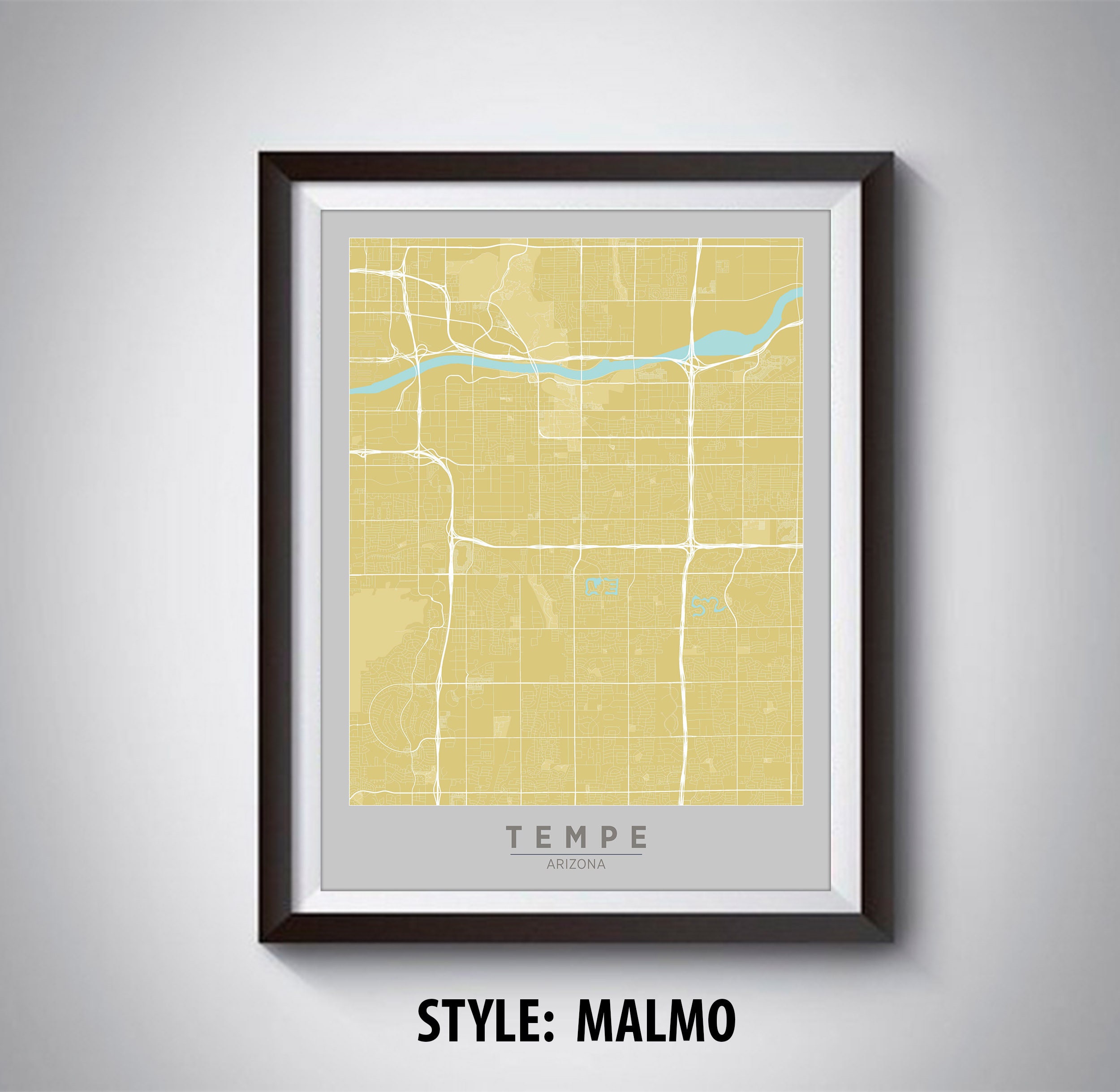 Map of Tempe AZ Tempe Map Tempe Poster Office Décor - Etsy