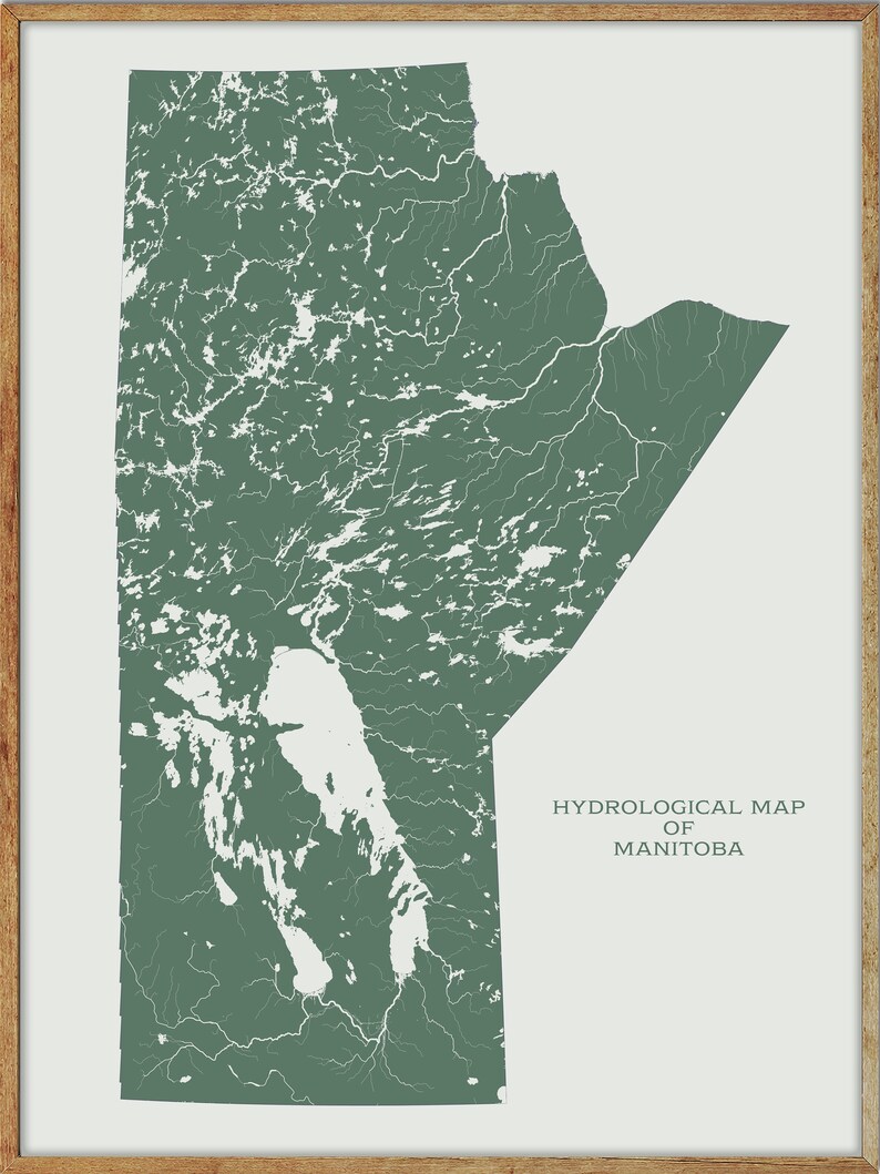 Manitoba Hydrological Map of Rivers and Lakes Manitoba Rivers - Etsy