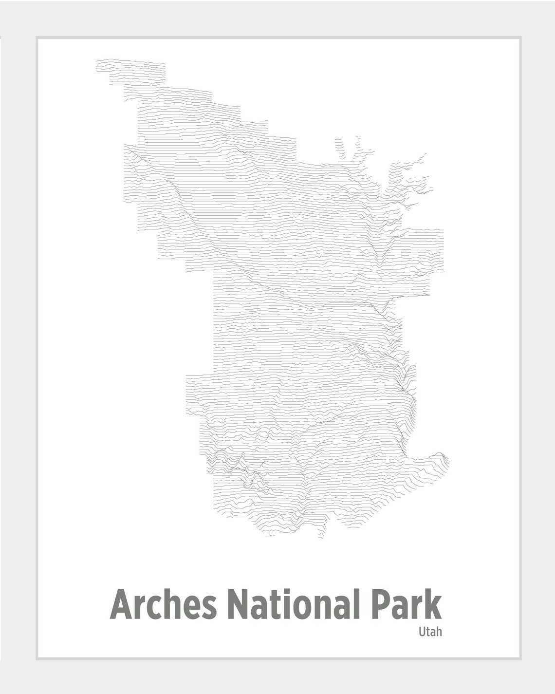 Arches National Park Ridgeline Map Geographic Contours Print - Etsy