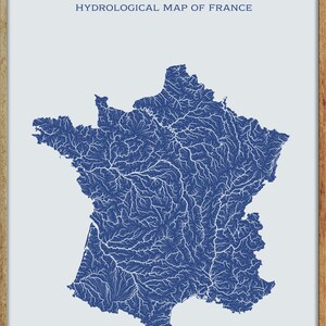 France Rivers and Lakes Hydrological Map Poster - Etsy