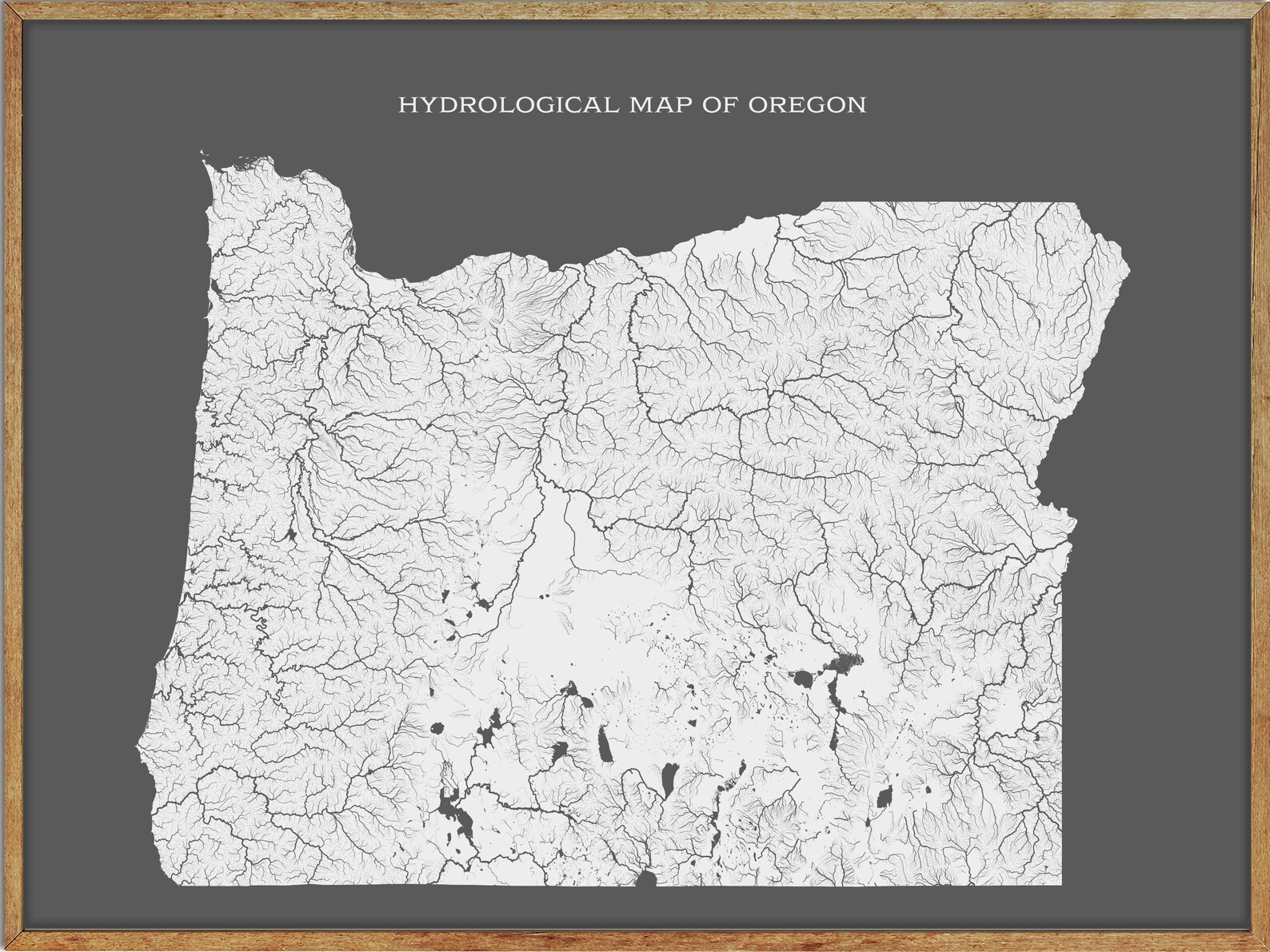 Oregon Hydrological Map of Rivers and Lakes Oregon Rivers - Etsy