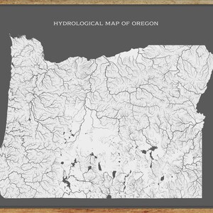 Oregon Rivers and Lakes Map Poster: Hydrological Art Print - Etsy