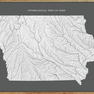 Iowa Rivers Map Poster: Hydrological Art Print - Etsy
