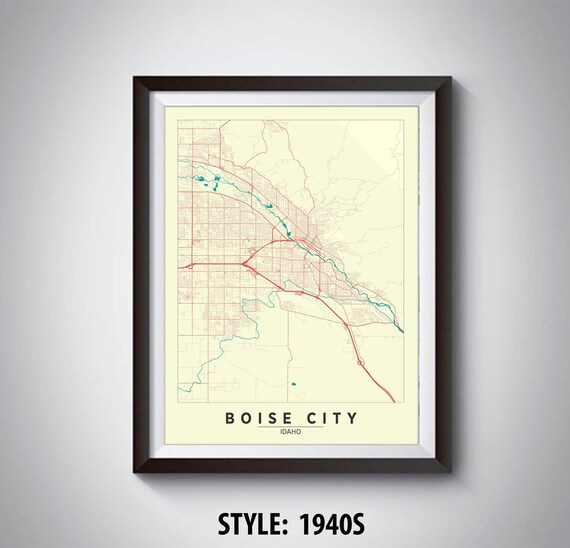 Map of Boise City ID Boise City Map Boise City Poster - Etsy