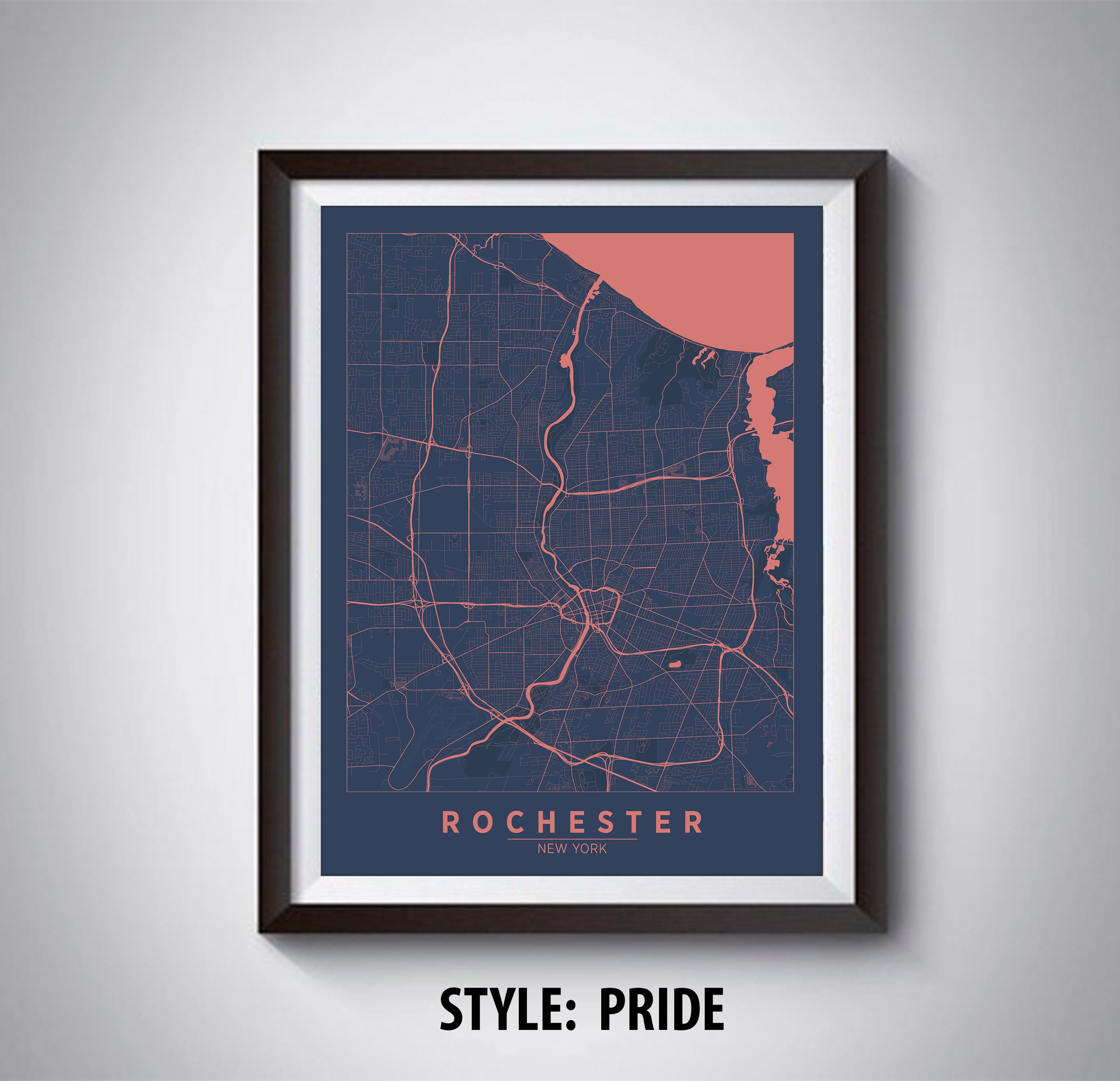 Map of Rochester NY Rochester Map Rochester Poster - Etsy