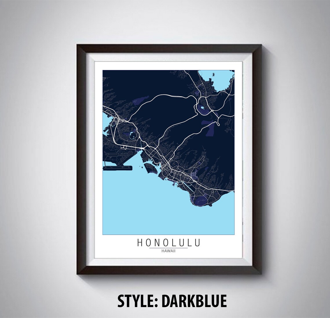 Map of Honolulu HI Honolulu Map Honolulu Poster Office - Etsy