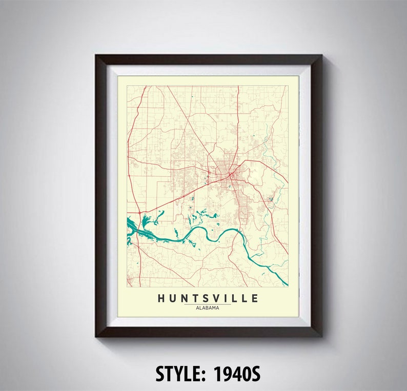 Map of Huntsville AL Huntsville Map Huntsville Poster - Etsy