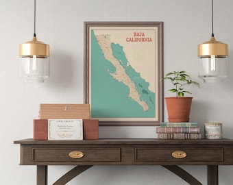 Baja California Map of Baja Map Print, Topographic Baja Mexico Art ...