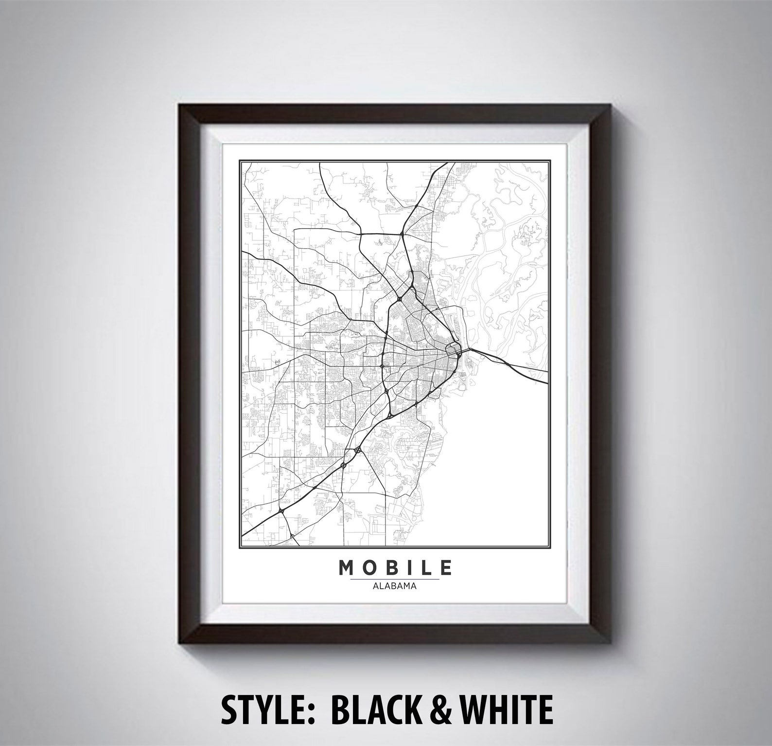 Map of Mobile AL Mobile Map Mobile Poster Office Décor | Etsy