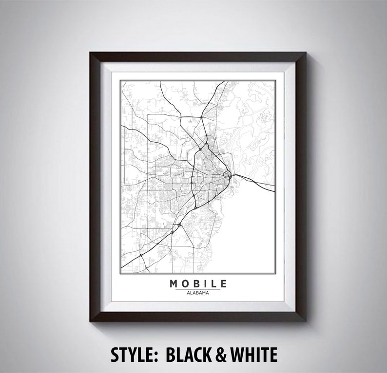 Map of Mobile AL Mobile Map Mobile Poster Office Décor | Etsy