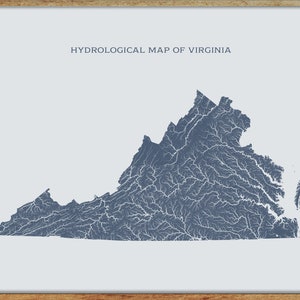 Virginia Hydrological Map of Rivers and Lakes Poster Map - Etsy