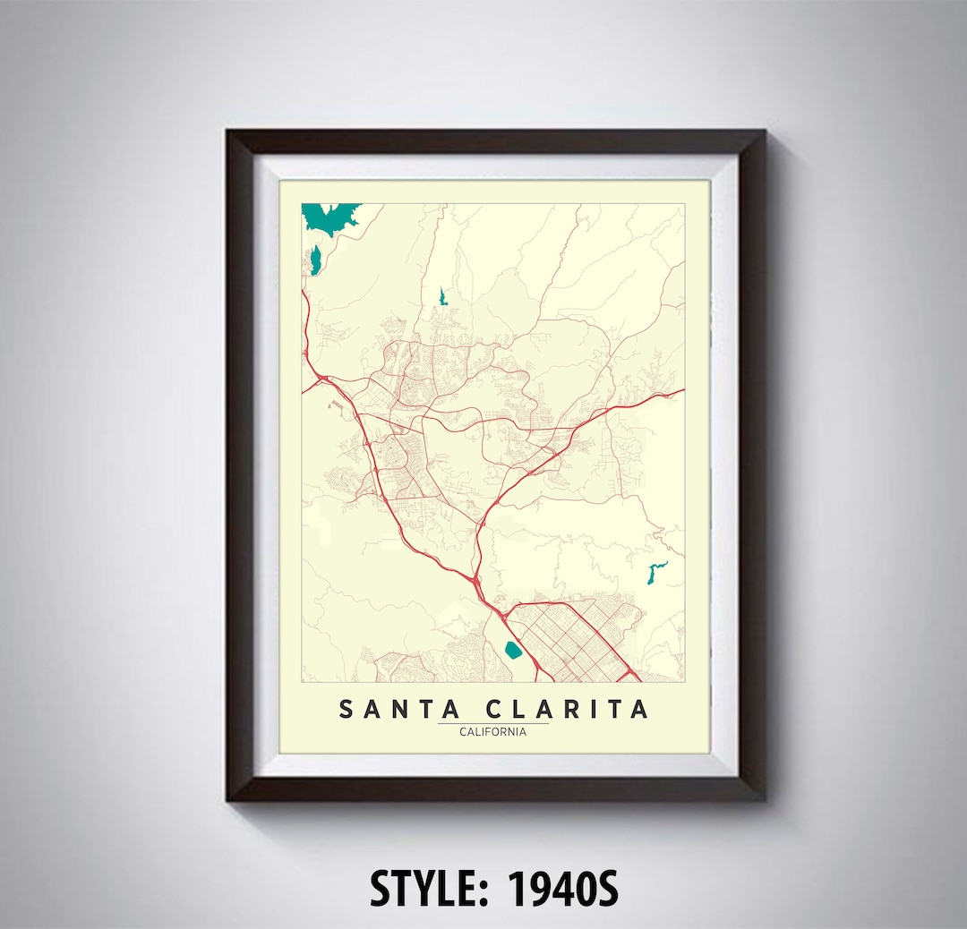 Map of Santa Clarita, CA - Santa Clarita Map - Santa Clarita Poster ...