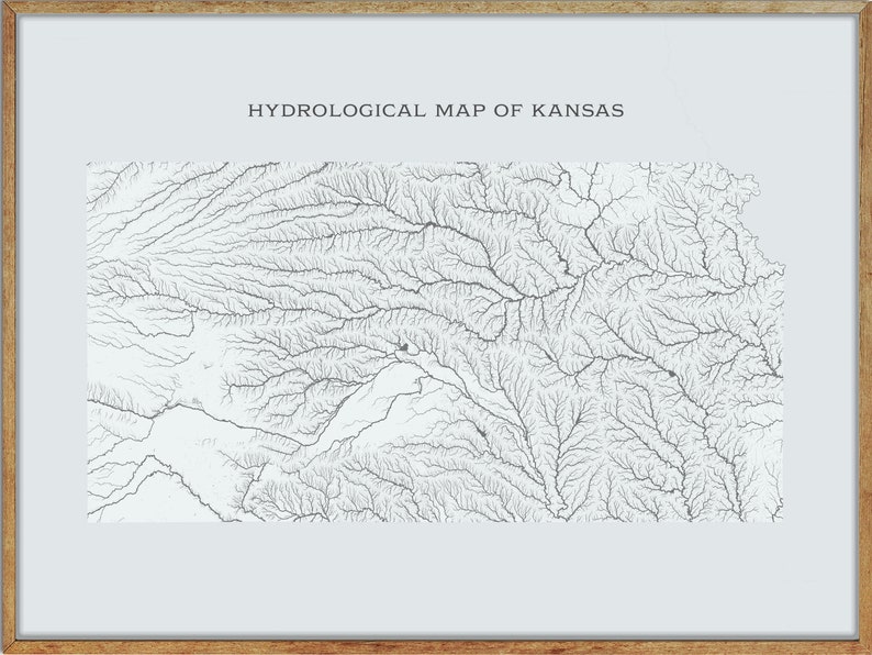 Kansas Hydrological Map of Rivers and Lakes Kansas Rivers - Etsy