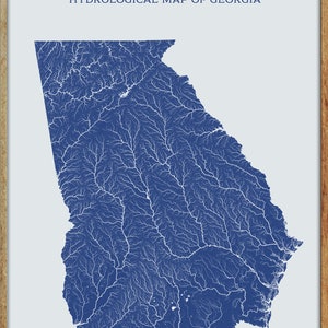 Georgia Rivers and Lakes Map: Hydrological Giclée Poster - Etsy