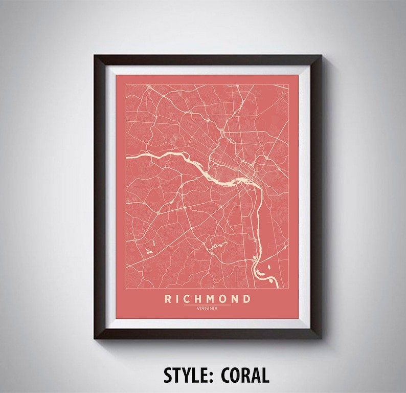 Map of Richmond VA Richmond Map Richmond Poster Office - Etsy