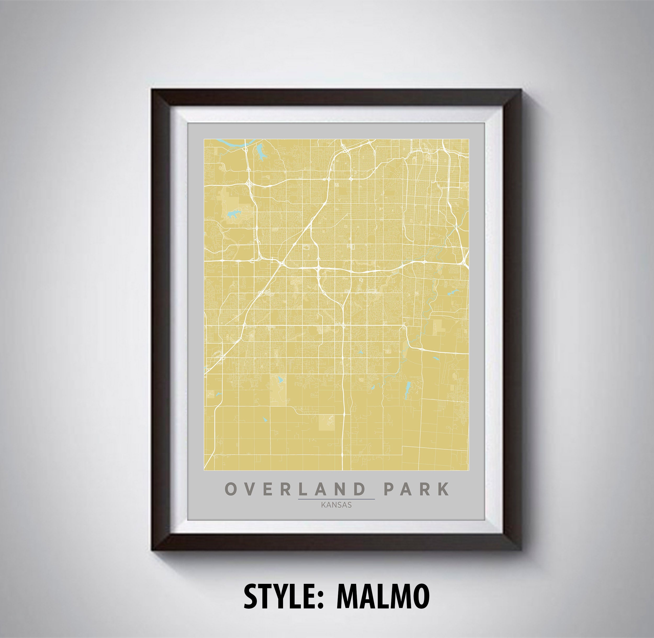 Overland Park KS Map Print: 1940s Style Wall Art - Etsy