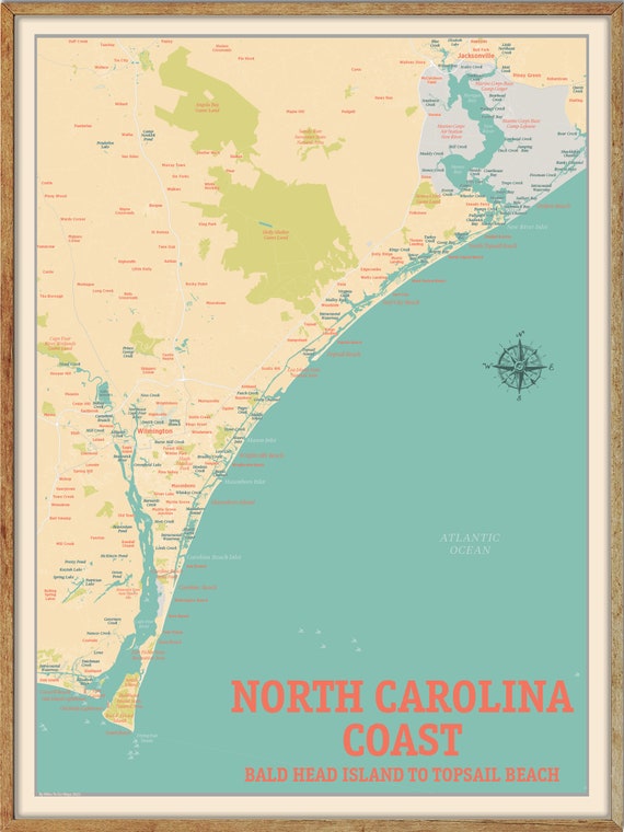 Map Of North Carolina Coast Beaches Classic USGS Wrightsville Beach