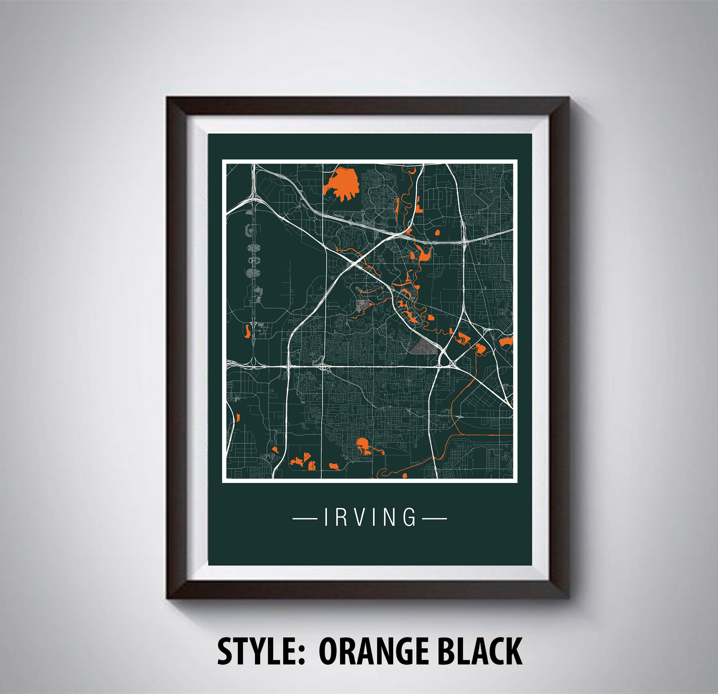 Irving Texas Map Print: Vintage Style Office Wall Art - Etsy