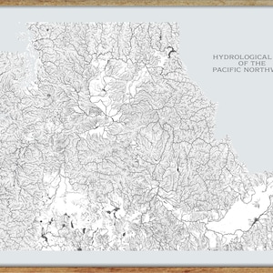 PNW Rivers and Lakes Map: Pacific Northwest Hydrological Poster - Etsy