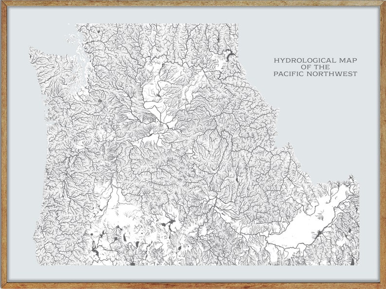 PNW Rivers and Lakes Map: Pacific Northwest Hydrological Poster - Etsy