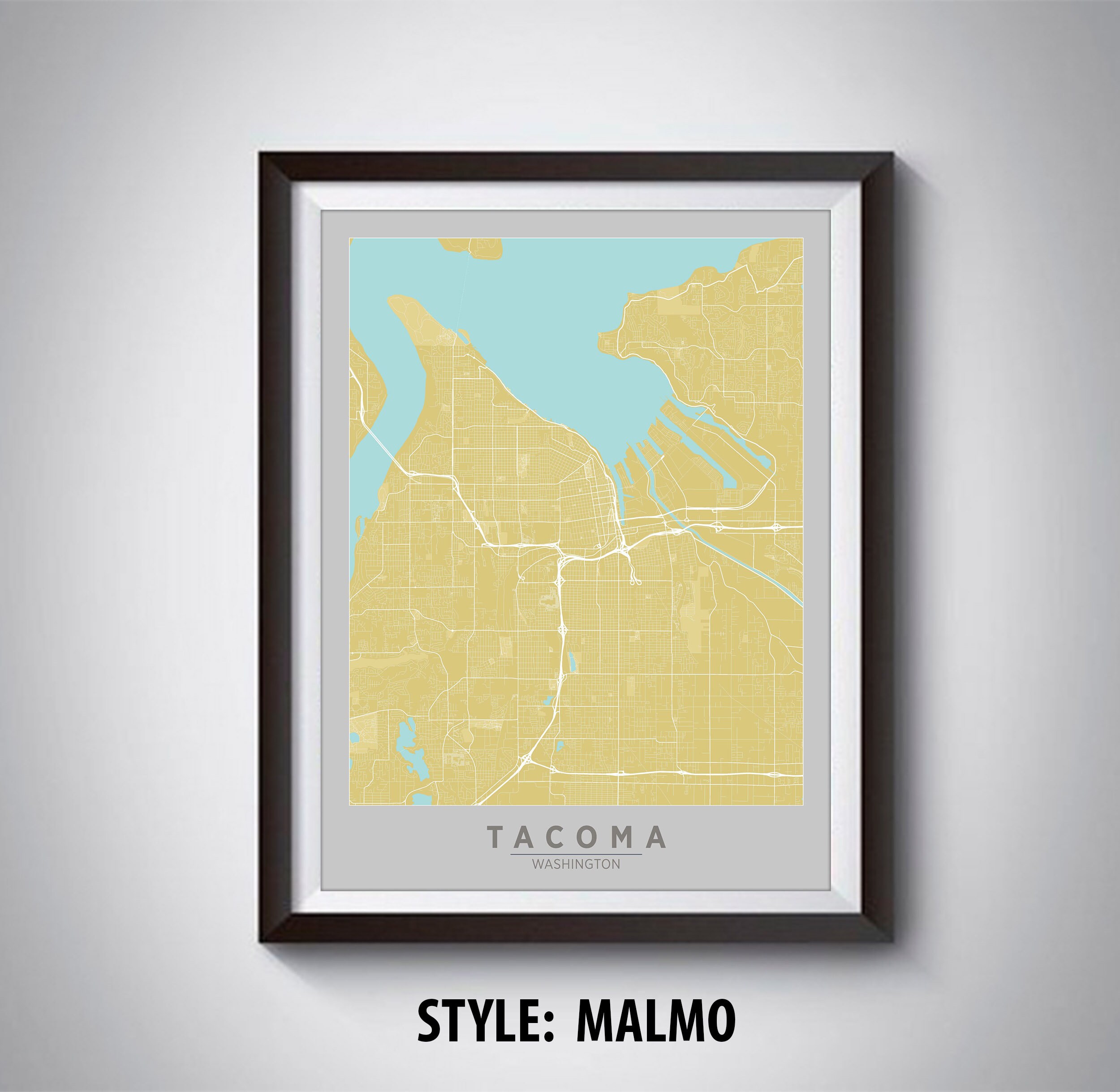 Map of Tacoma WA Tacoma Map Tacoma Poster Office Décor - Etsy