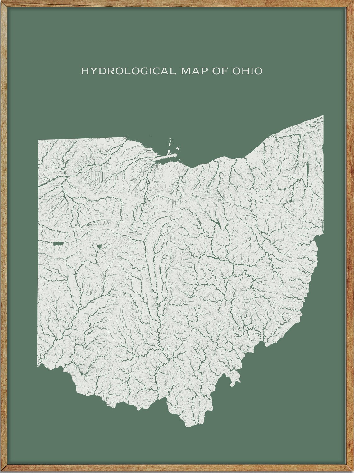 Ohio Hydrological Map of Rivers and Lakes Ohio Rivers Poster | Etsy