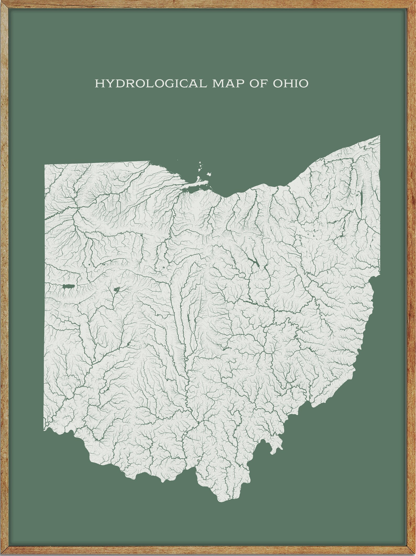 Ohio Hydrological Map of Rivers and Lakes Ohio Rivers Poster | Etsy