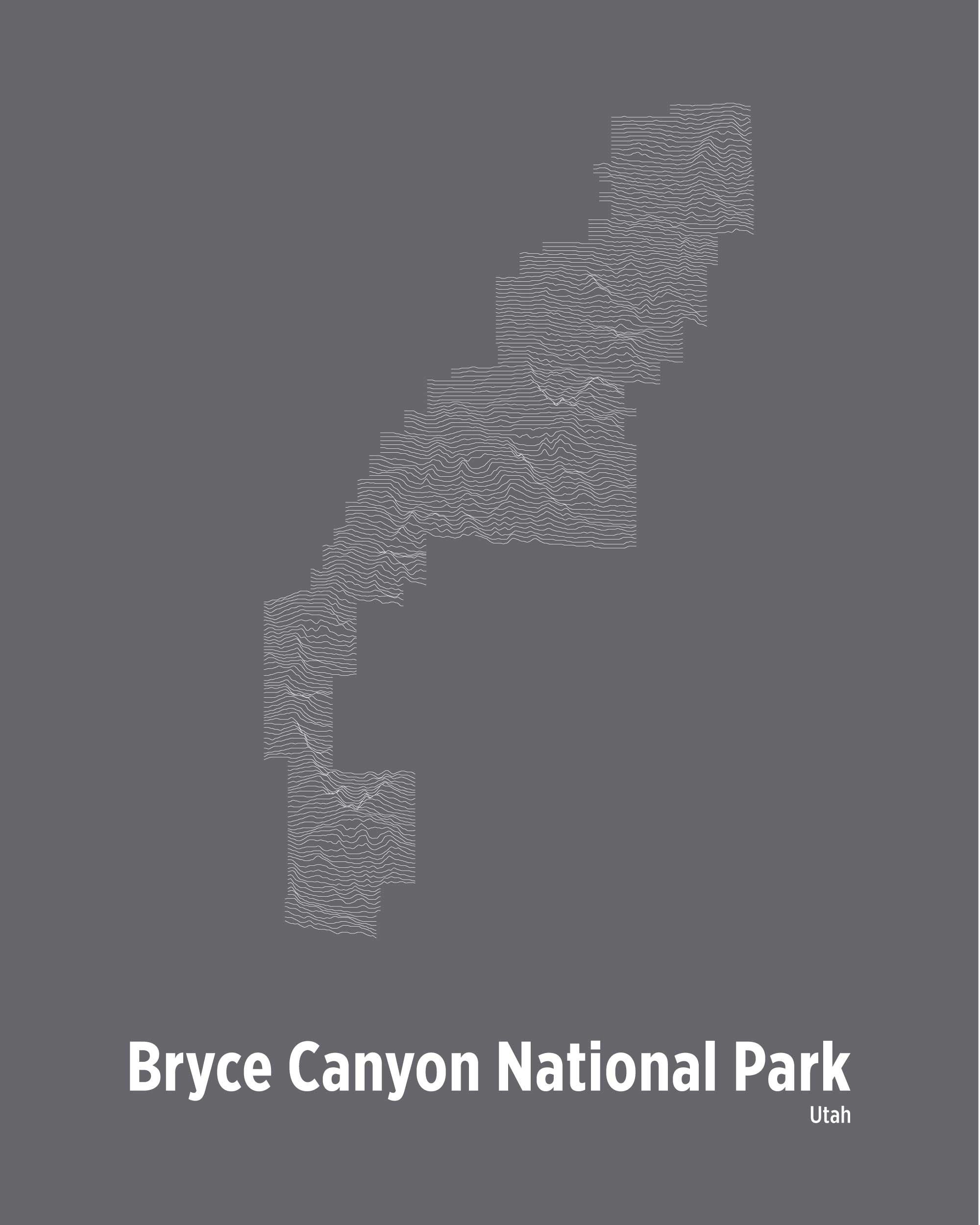 Bryce Canyon National Park Ridgeline Map Geographic Contours - Etsy