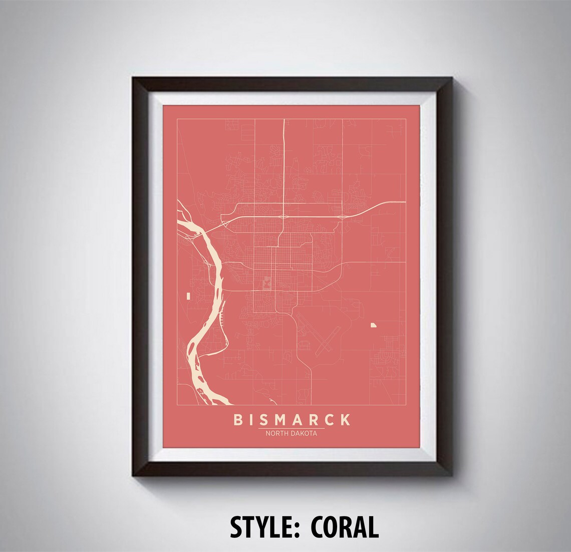 Map of Bismarck ND Bismarck Map Bismarck Poster Office - Etsy
