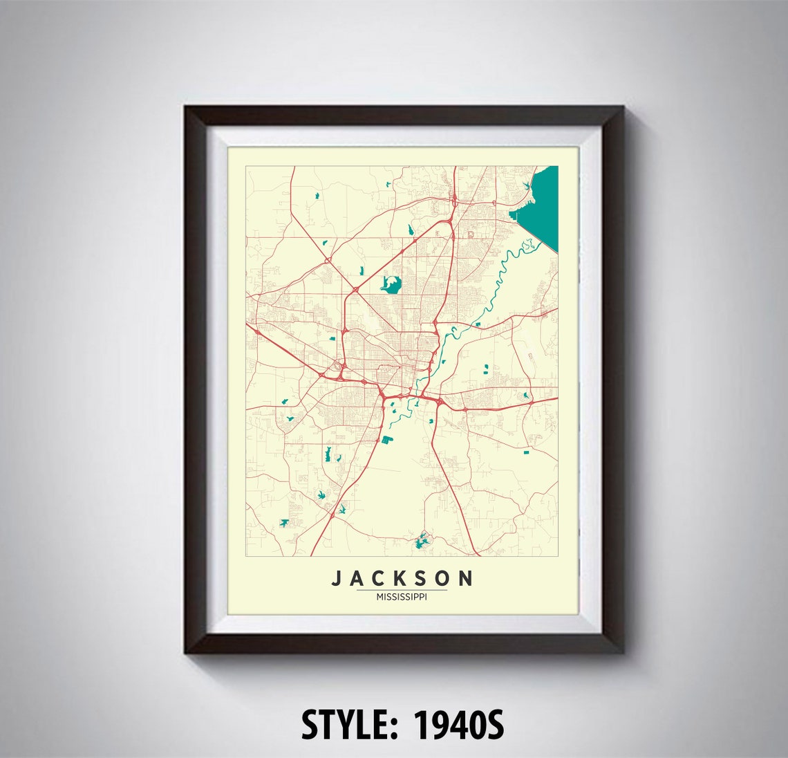 Map of Jackson MS Jackson Map Jackson Poster Office | Etsy