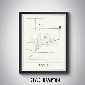 Map of Davis, CA - Davis Map - Davis Poster - Office Décor - Wall Art ...