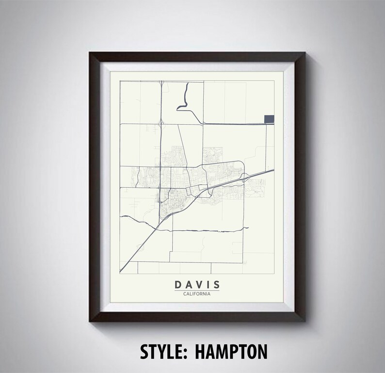Map of Davis CA Davis Map Davis Poster Office Décor - Etsy