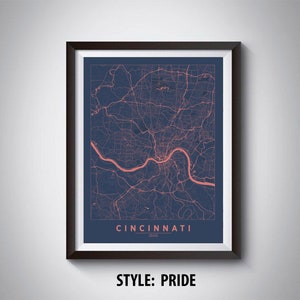 Cincinnati Map Print: Ohio Travel Poster, Office Wall Art - Etsy