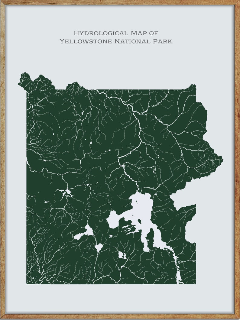 Yellowstone National Park Hydrological Map of Rivers and - Etsy