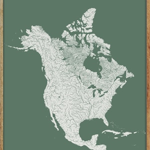 North America Hydrological Map of Rivers and Lakes, North America ...