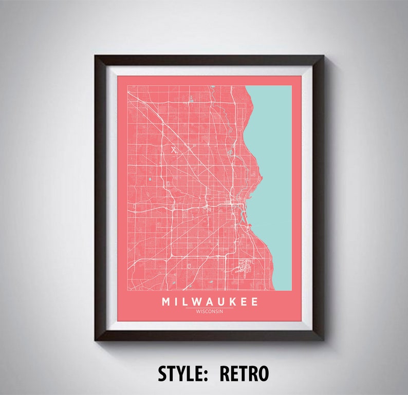 Map of Milwaukee WI Milwaukee Map Milwaukee Poster | Etsy
