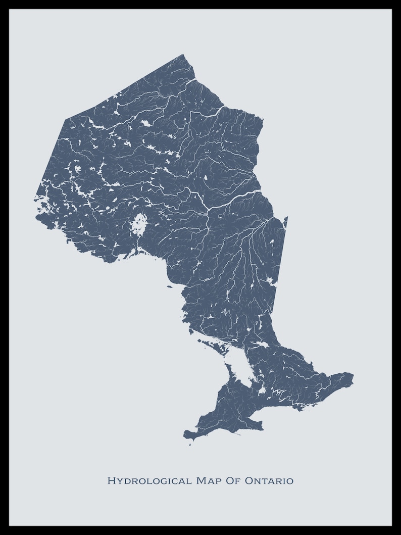 Ontario Hydrological Map of Rivers and Lakes Ontario Rivers - Etsy