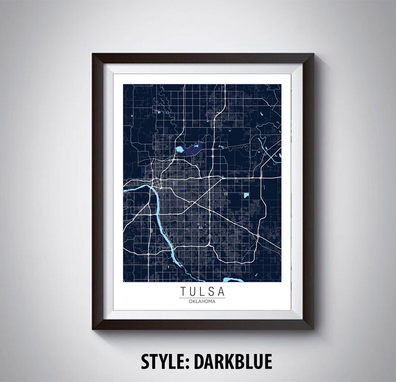 Map of Tulsa OK Tulsa Map Tulsa Poster Office Décor | Etsy