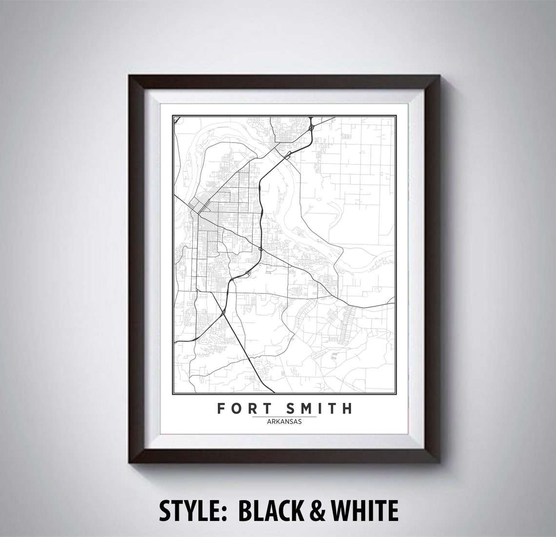 Map of Fort Smith AR Fort Smith Map Fort Smith Poster | Etsy