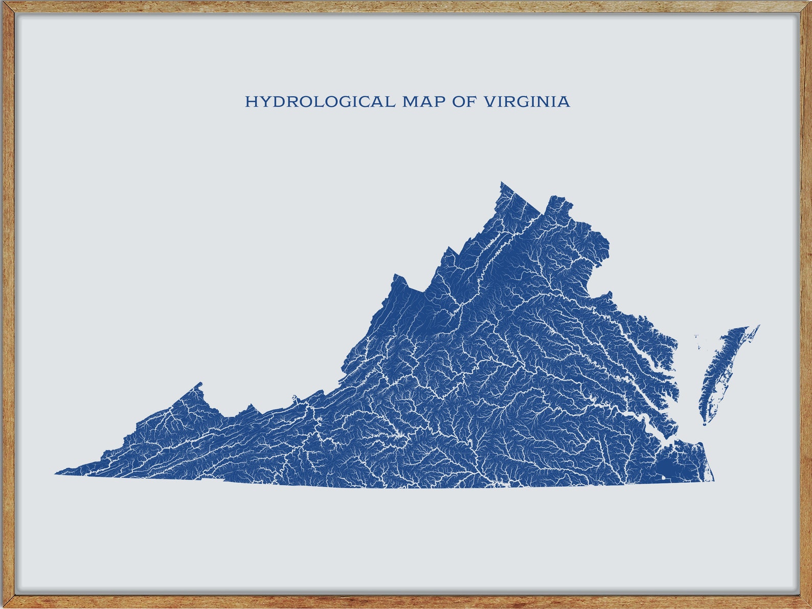 Virginia Hydrological Map of Rivers and Lakes Poster Map - Etsy